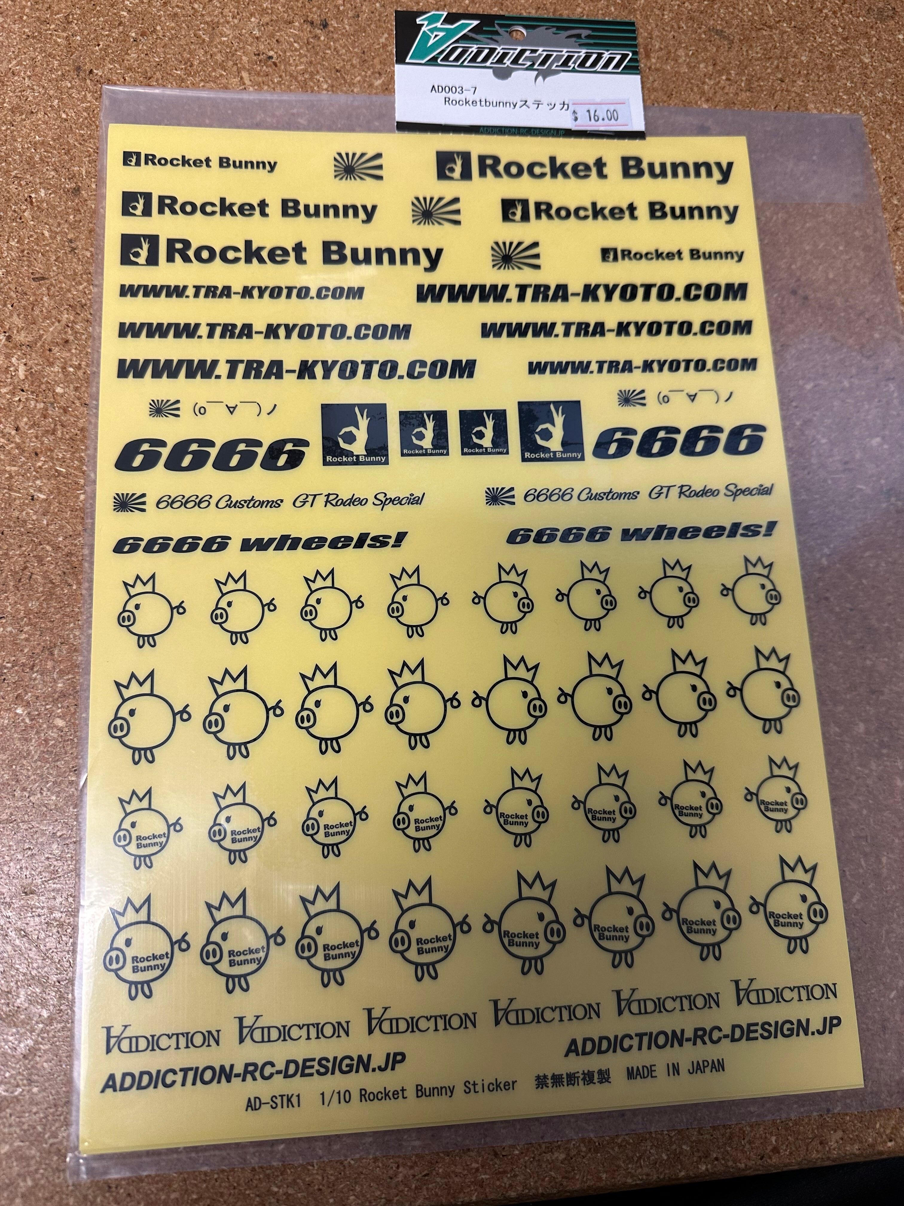 Addiction RC Rocket Bunny Decal Black AD003-7 | Rolling Garage RC