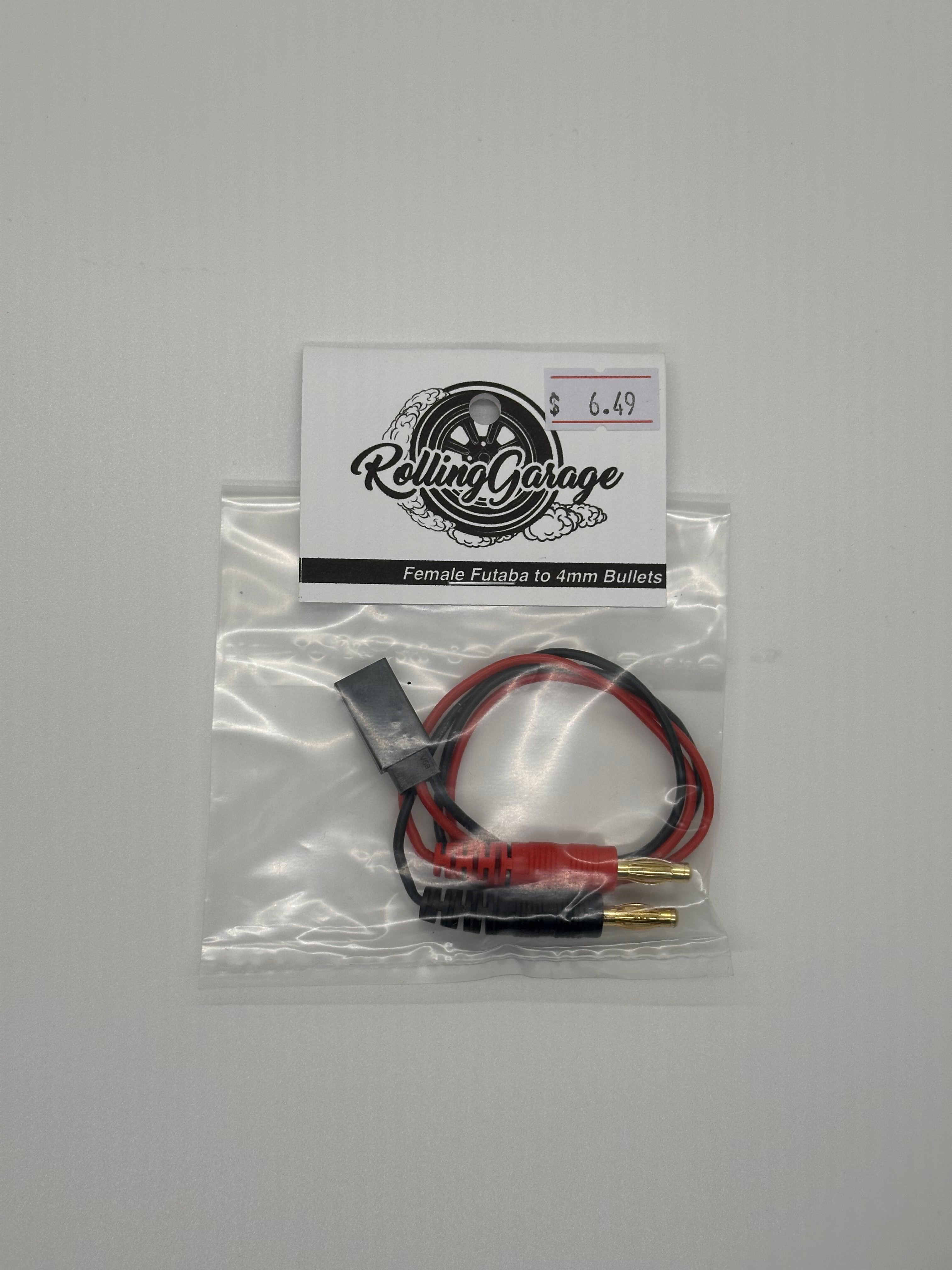 Rolling Garage Female Futaba to 4mm Banana Bullet Charging Lead Cable ...