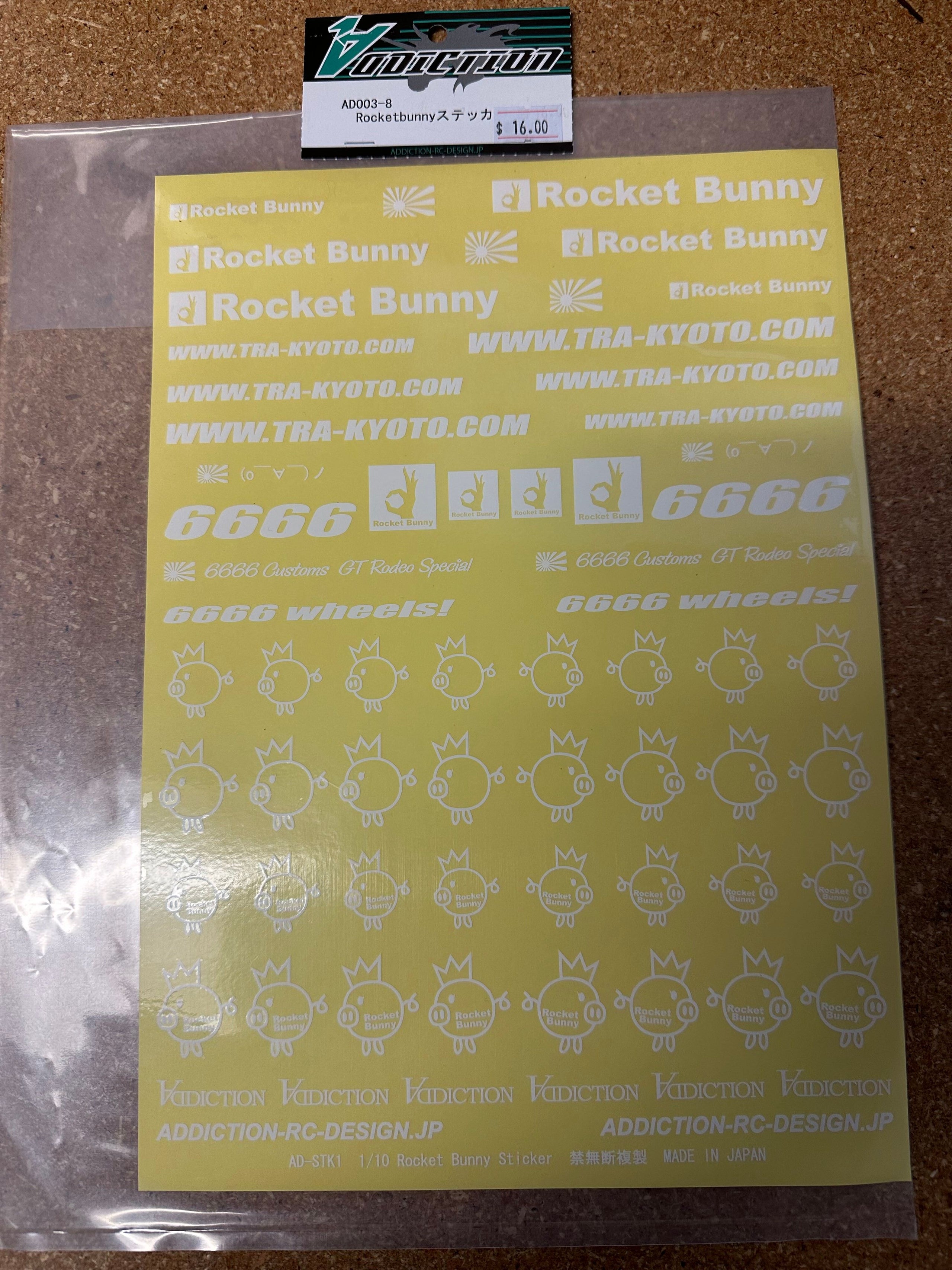 Addiction RC Rocket Bunny Decal White AD00003-8 | Rolling Garage RC